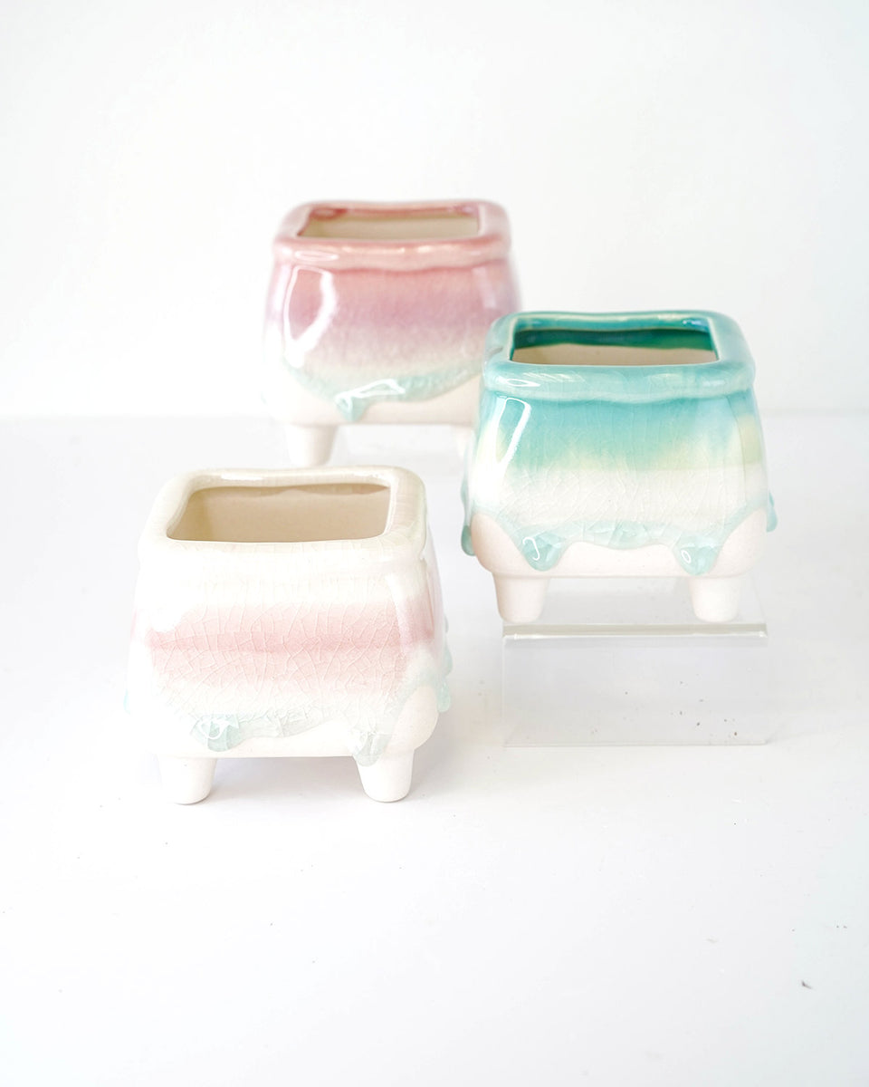 Dripping Glazed Vessel with Feet – Springer Garden