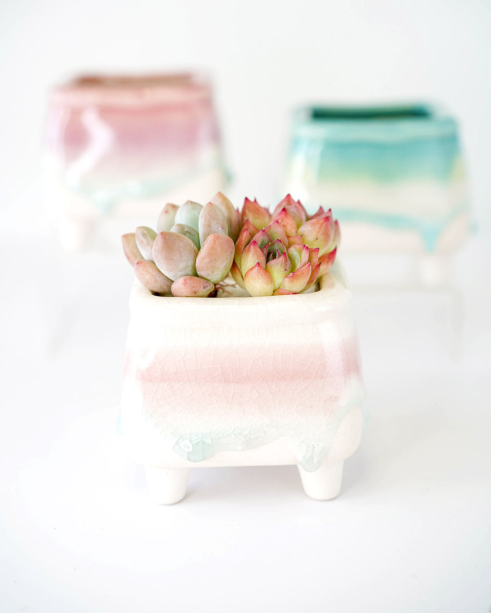 Dripping Glazed Vessel with Feet – Springer Garden